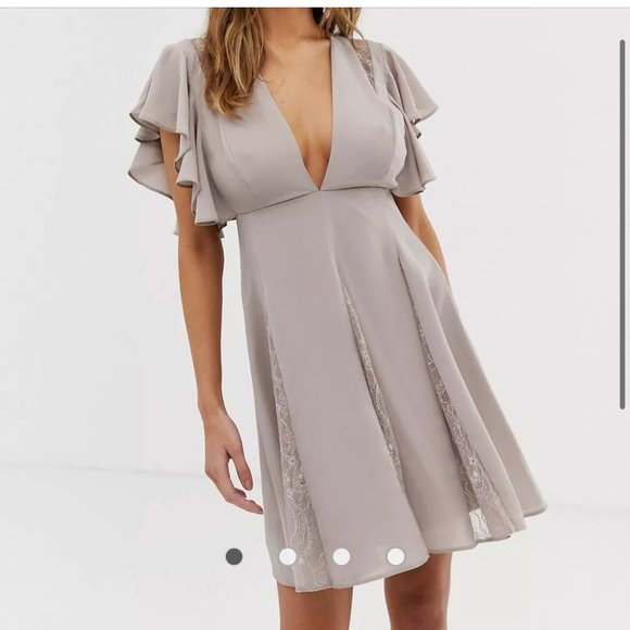 ASOS | Dresses | Asos Design Mini Dress With Lace Godet Panels | Poshmark